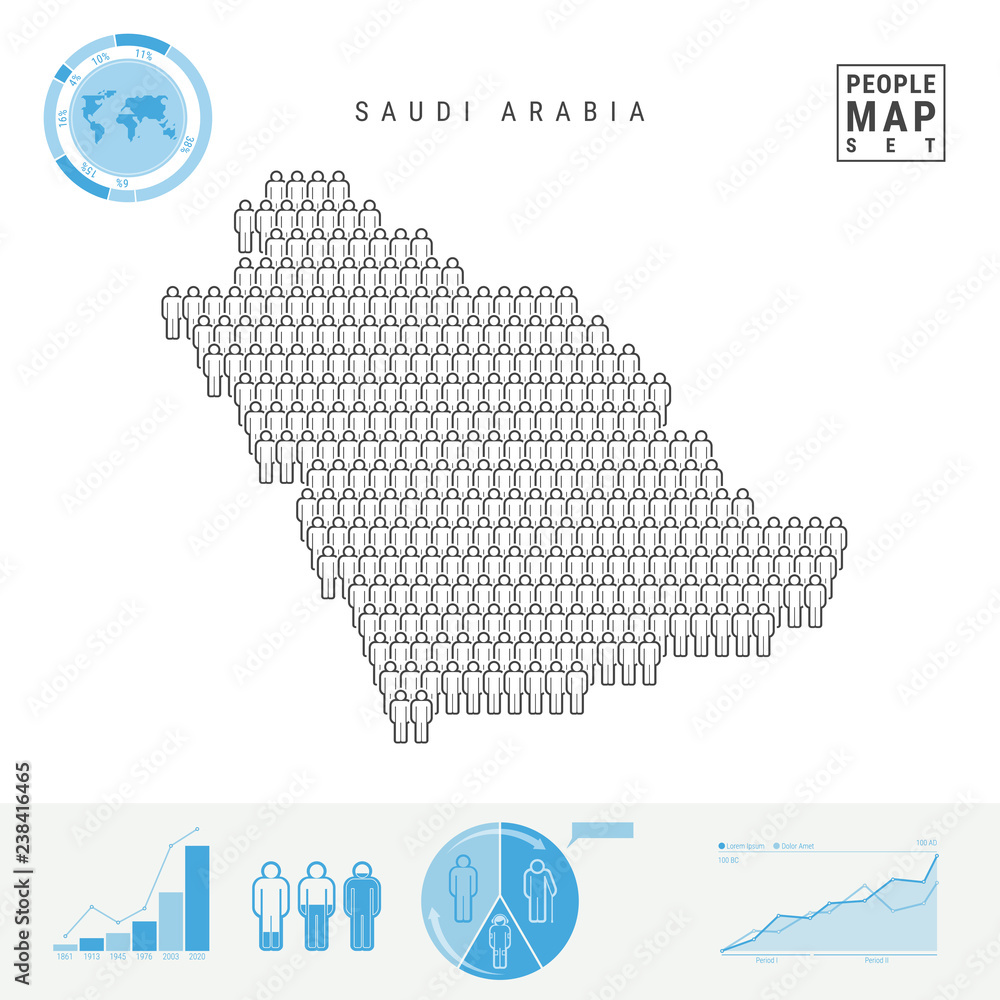 Saudi Arabia People Icon Map. People Crowd in the Shape of a Map of ...
