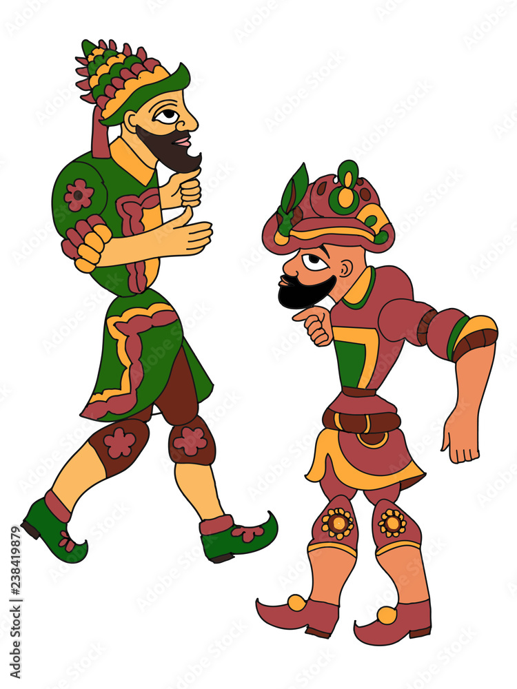 turkish traditional characters 'karagöz and hacivat' illustration Stock ...