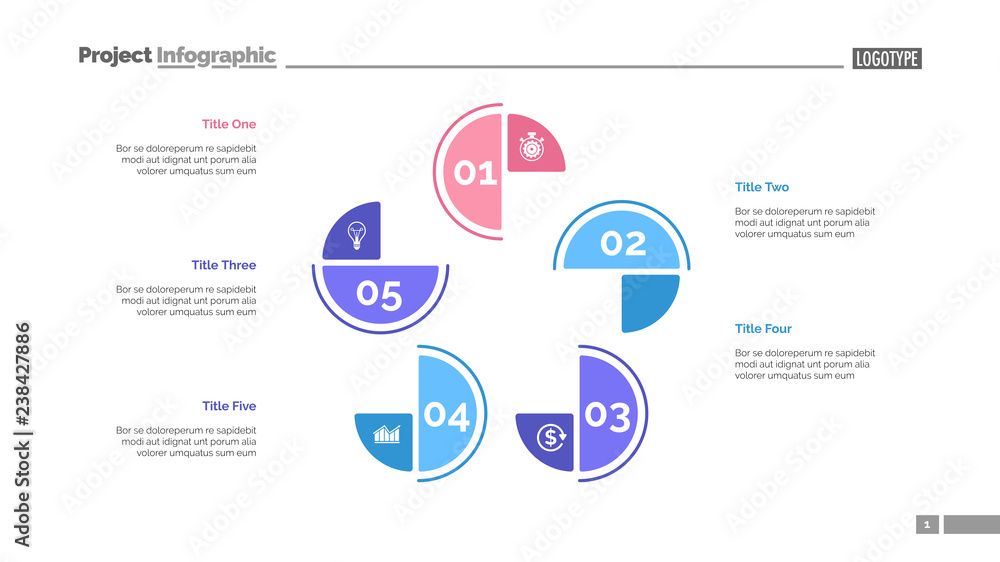 Cycle chart with five elements. Step diagram, process chart, layout ...