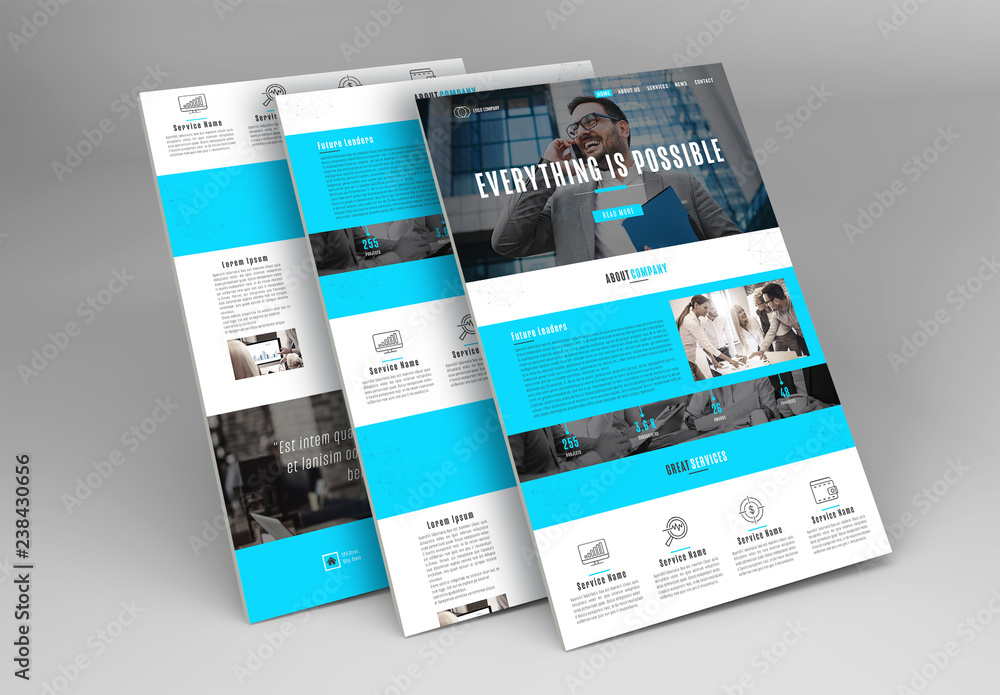 Web Newsletter Layout with Blue Accents Stock Template | Adobe Stock