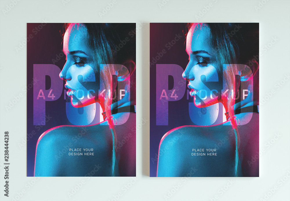 Two A4 Stacks of Paper Mockup Stock Template | Adobe Stock