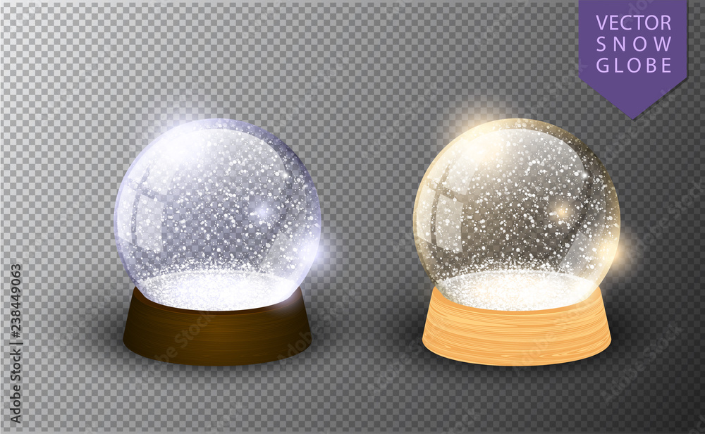 Vector snow globe empty template isolated on transparent background ...