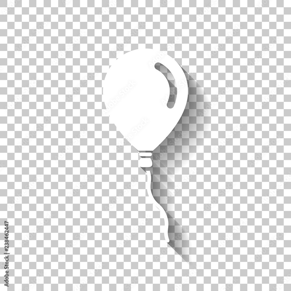Air balloon icon. Sign of celebration. White icon with shadow on ...