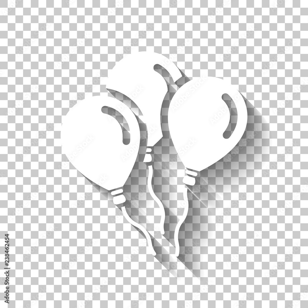 Air balloons, simple icon. Sign of celebration. White icon with shadow ...