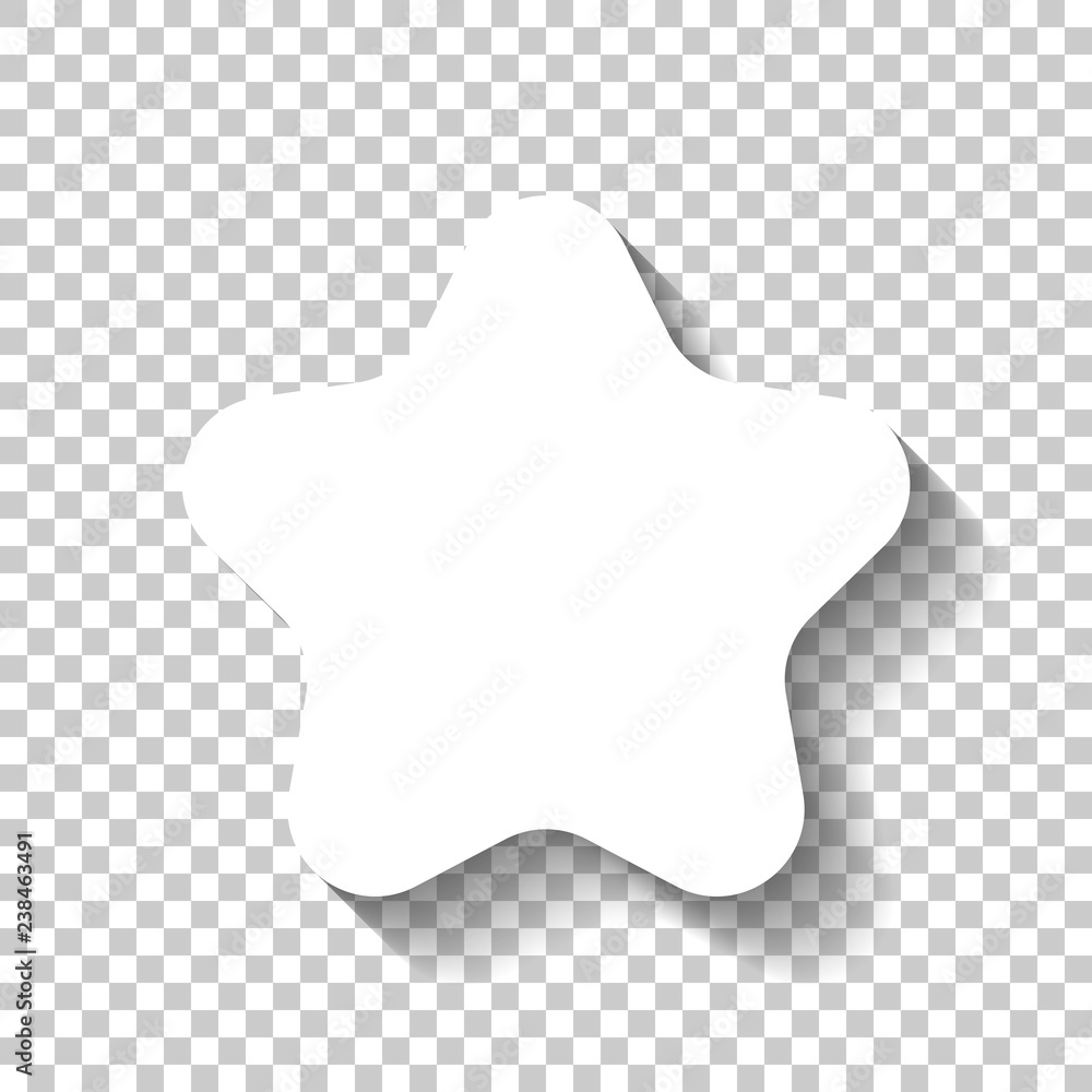 Simple star icon, sign of rating or rank. White icon with shadow on ...