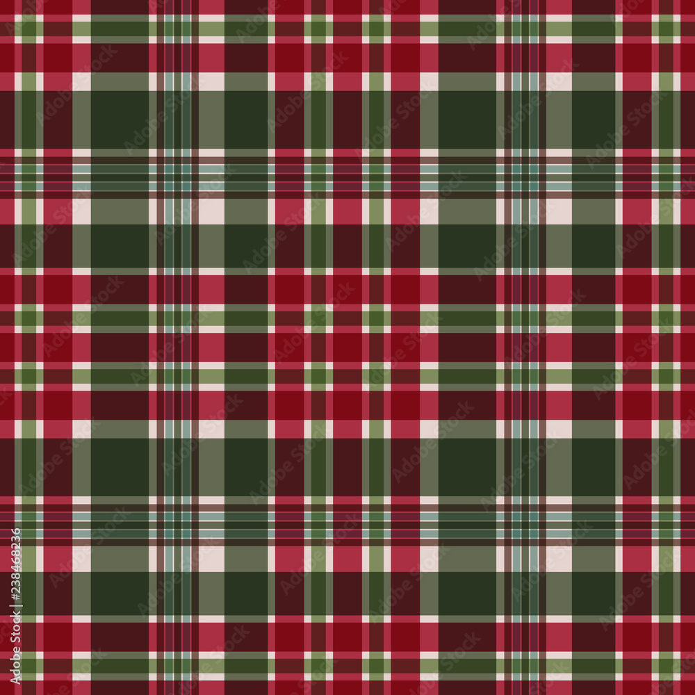 Red and Green Plaid Seamless Pattern - Festive plaid design in muted ...