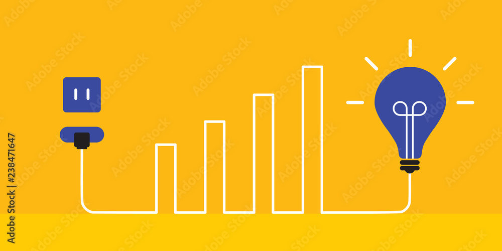 "Growth graph" in light bulb style. Graphic design idea of bulb light ...