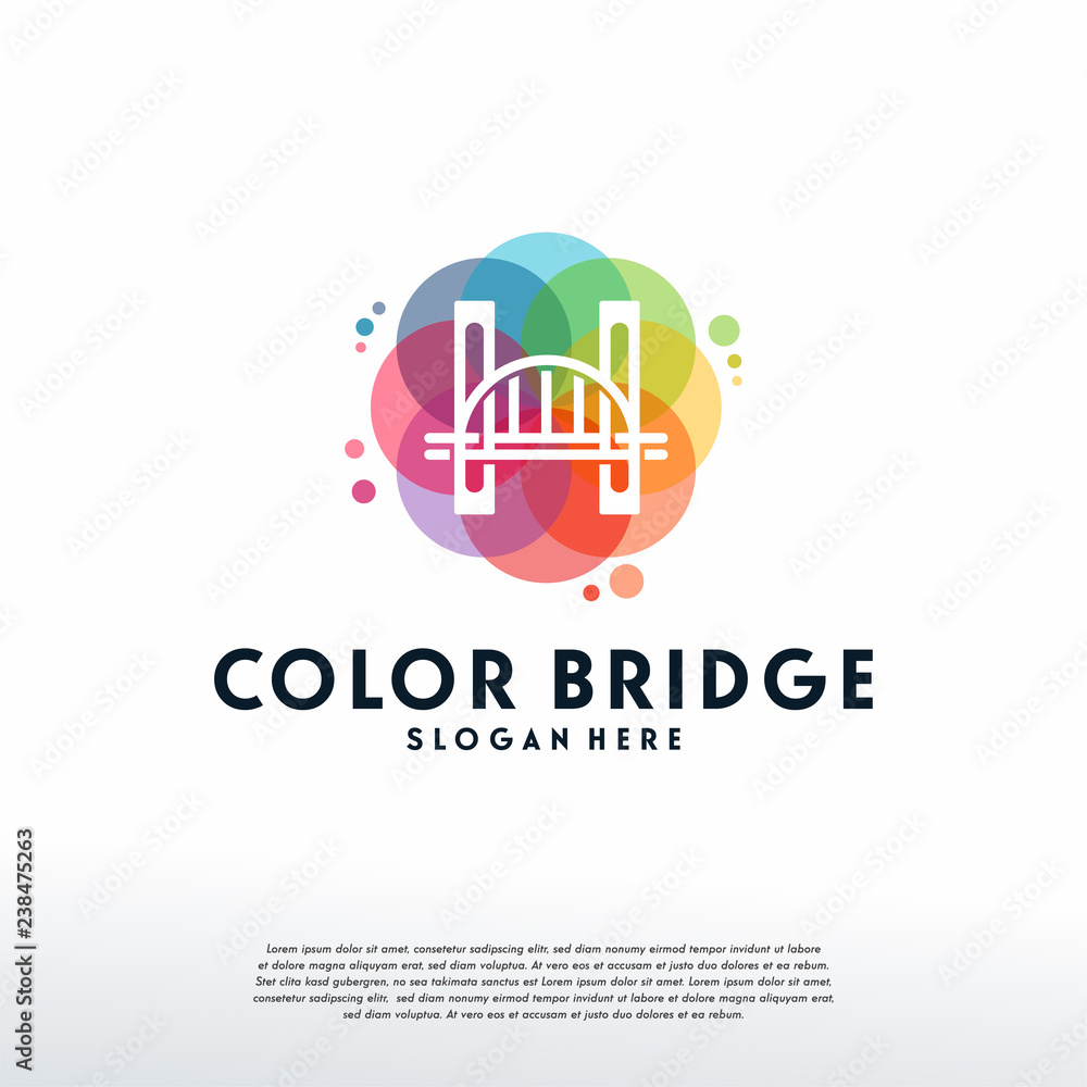 Colorful Bridge logo vector, Bridge Building logo designs template ...