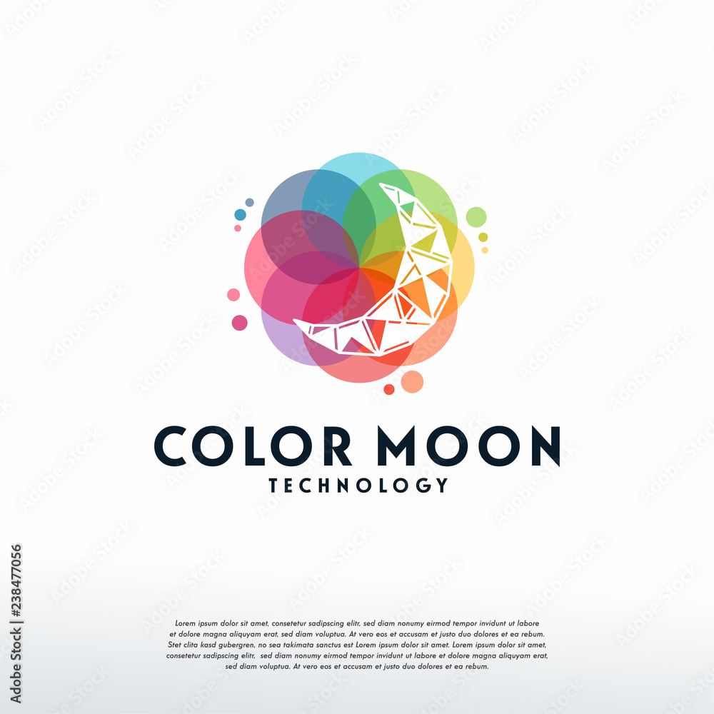 Colorful Moon logo vector, Dream Stone logo designs template, design ...