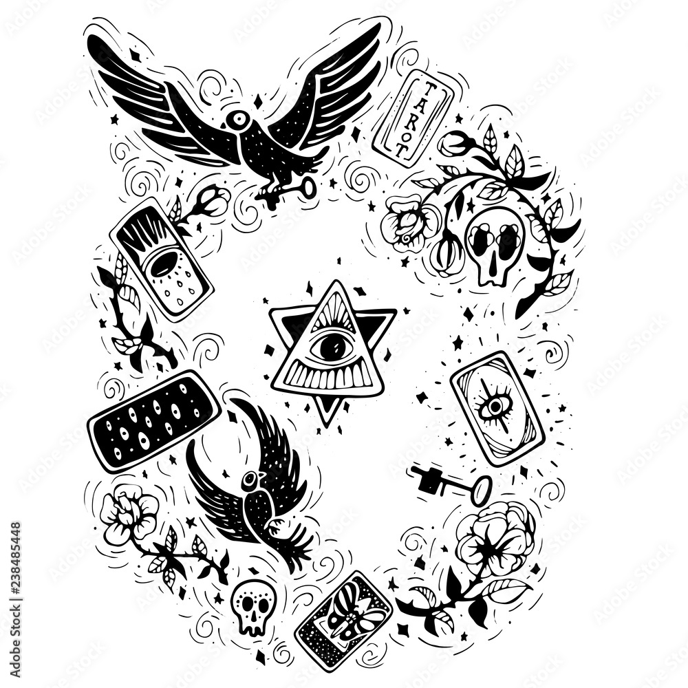 Wicca doodles set Stock Illustration | Adobe Stock