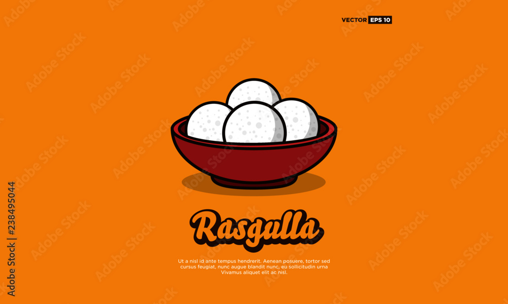 Rasgulla Indian Sweet Dessert Vector Illustration Stock Vector | Adobe ...