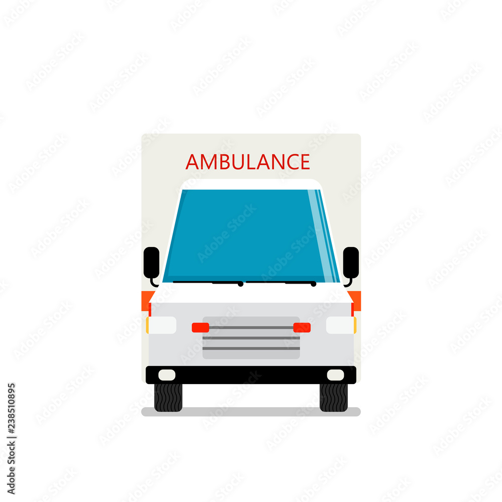 Ambulance car front view icon. Clipart image isolated on white ...