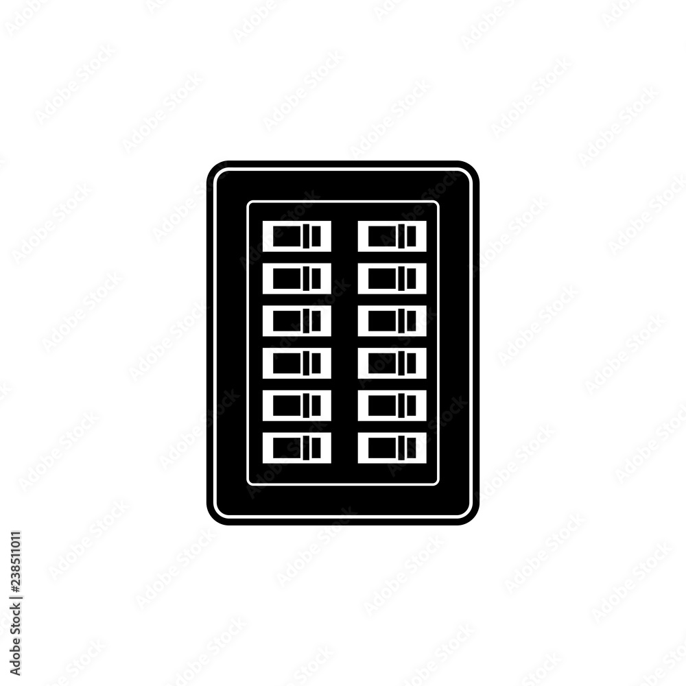 Electrical breaker box silhouette icon. Clipart image isolated on white ...