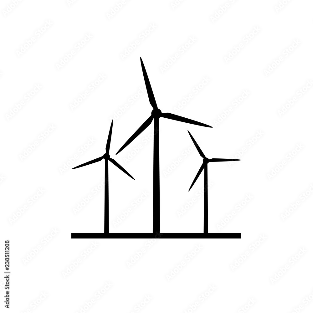Windmill farm silhouette icon. Clipart image isolated on white ...
