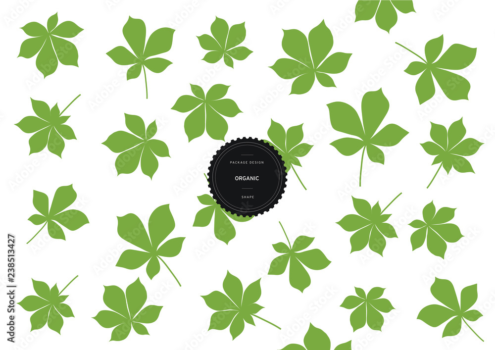 Chestnut leaves pattern for background and stickers with logos. Vector ...