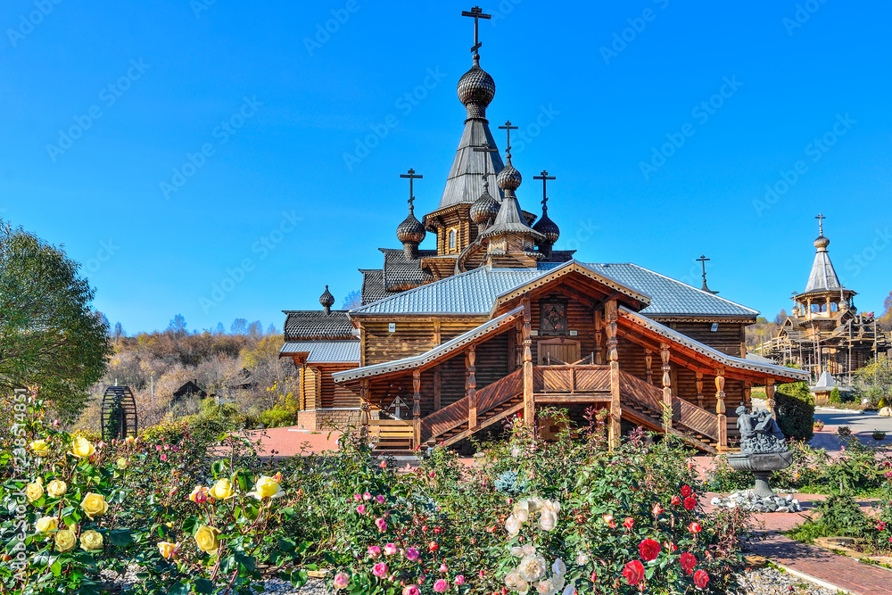 Rose garden on front yard of Christian Temple of the Holy Martyr John ...