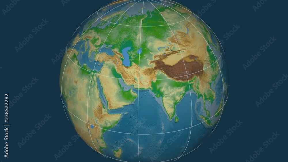 Zoom-in on Pakistan outlined. Physical map Stock Video | Adobe Stock
