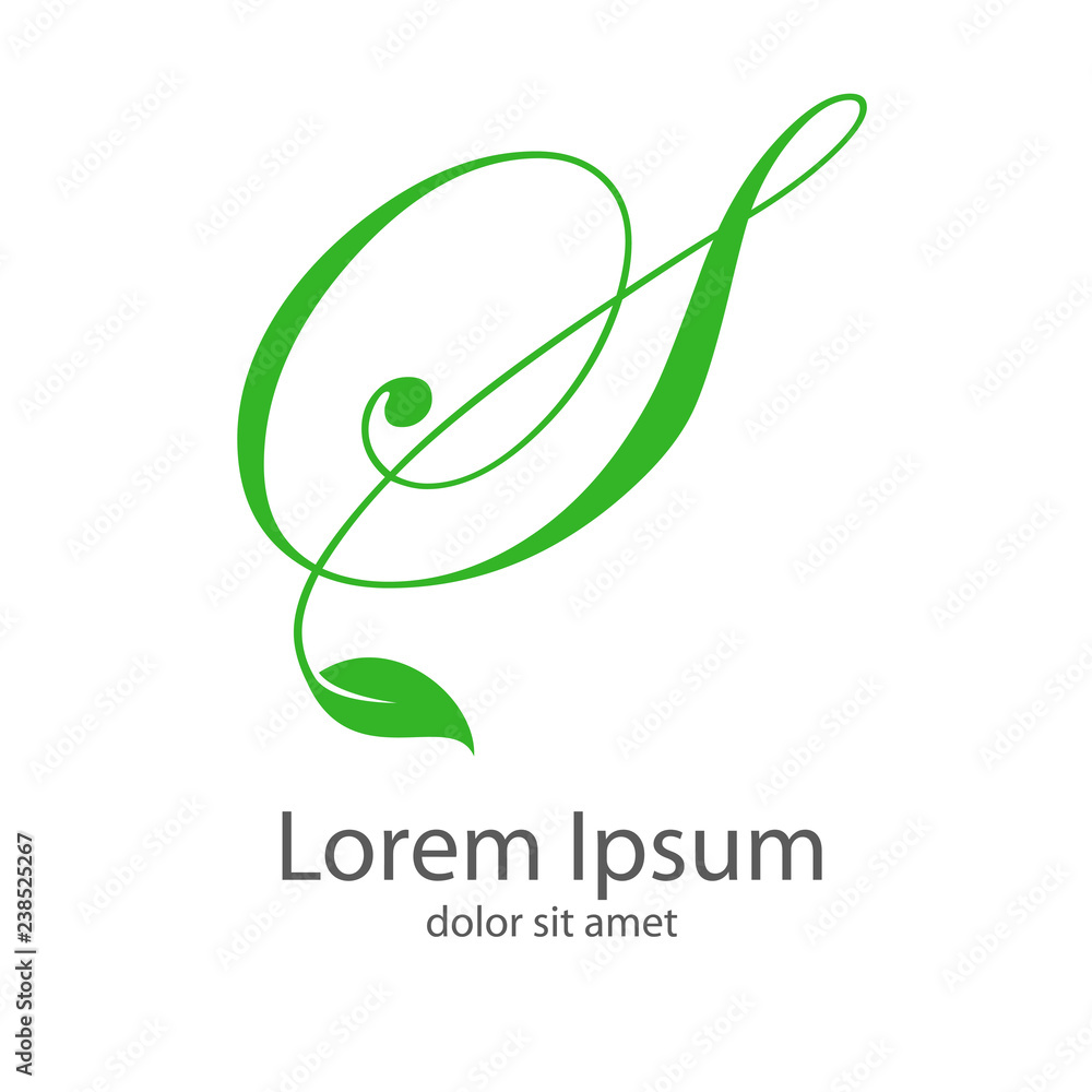 Logotipo Letra S Mayúscula Con Hojas En Color Verde เวกเตอร์สต็อก Adobe Stock