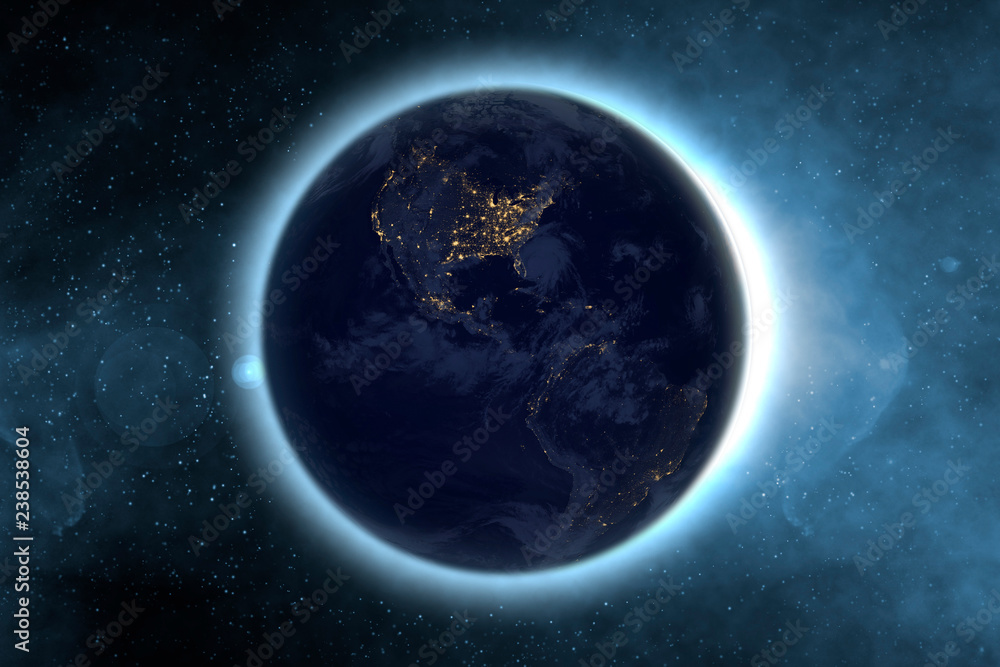 planet earth with glow circuit in outer galaxy space. Elements of this ...