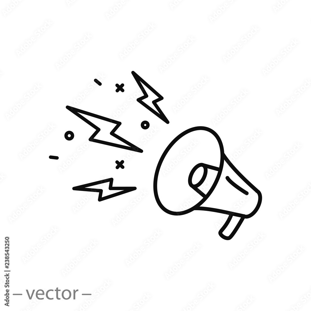 bullhorn icon, megaphone line vector illustration on white background ...