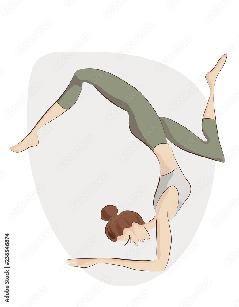 Girl Making Yoga Exercise. Vector Illustration of a Woman in Yoga ...
