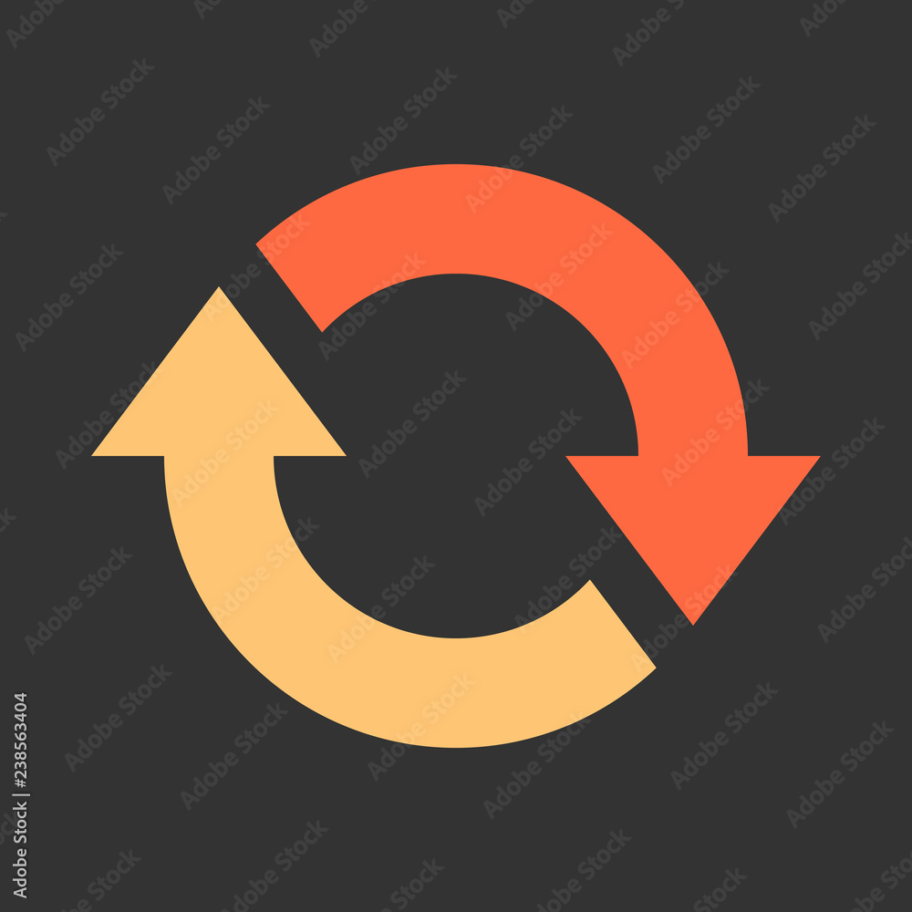 Arrow reload, refresh, rotation, repetition, reset sign. Colored icon ...