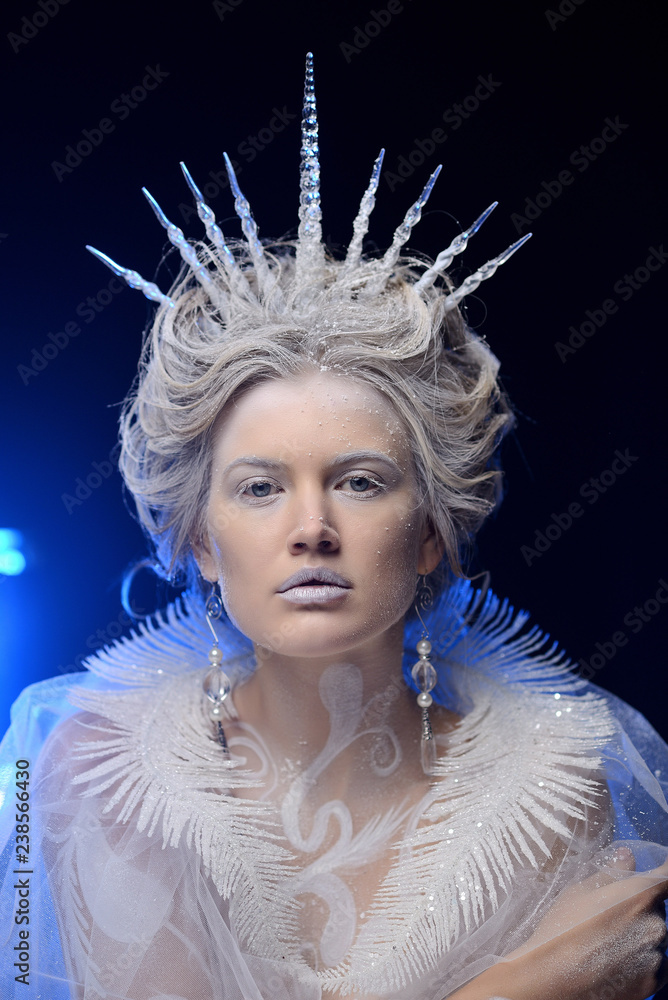 Beautiful snow queen. Fairy. Beautiful New Year and Christmas. Magic ...