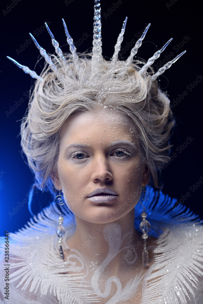 Beautiful snow queen. Fairy. Beautiful New Year and Christmas. Magic ...