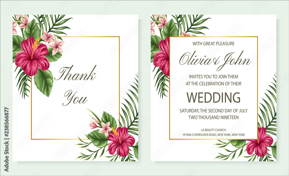 Wedding invitation and thank you card Stock Vector | Adobe Stock