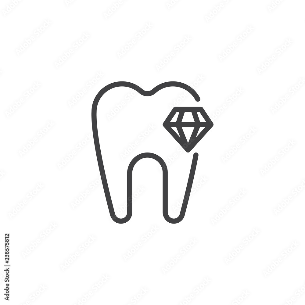 Diamond tooth outline icon. linear style sign for mobile concept and ...