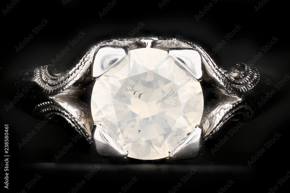 Fancy White Diamond, Milky White 1.08 ct RD set in custom Victorian ...