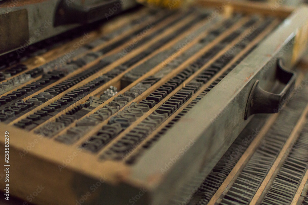 Old Typographic letters for industrial print, ancient typefaces Stock ...