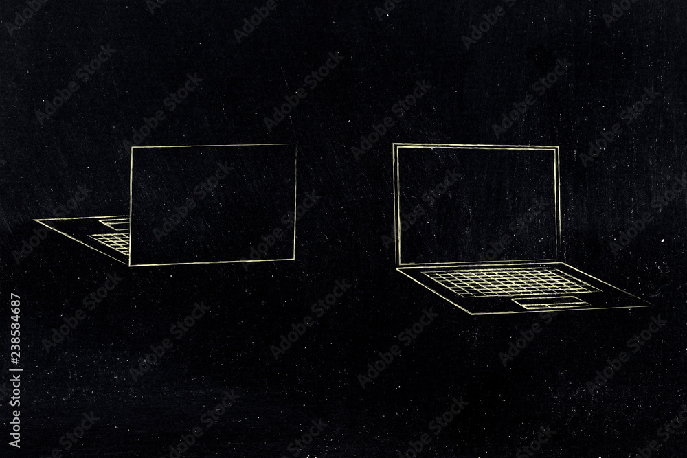 laptops front and back view with empty screen Stock Illustration ...