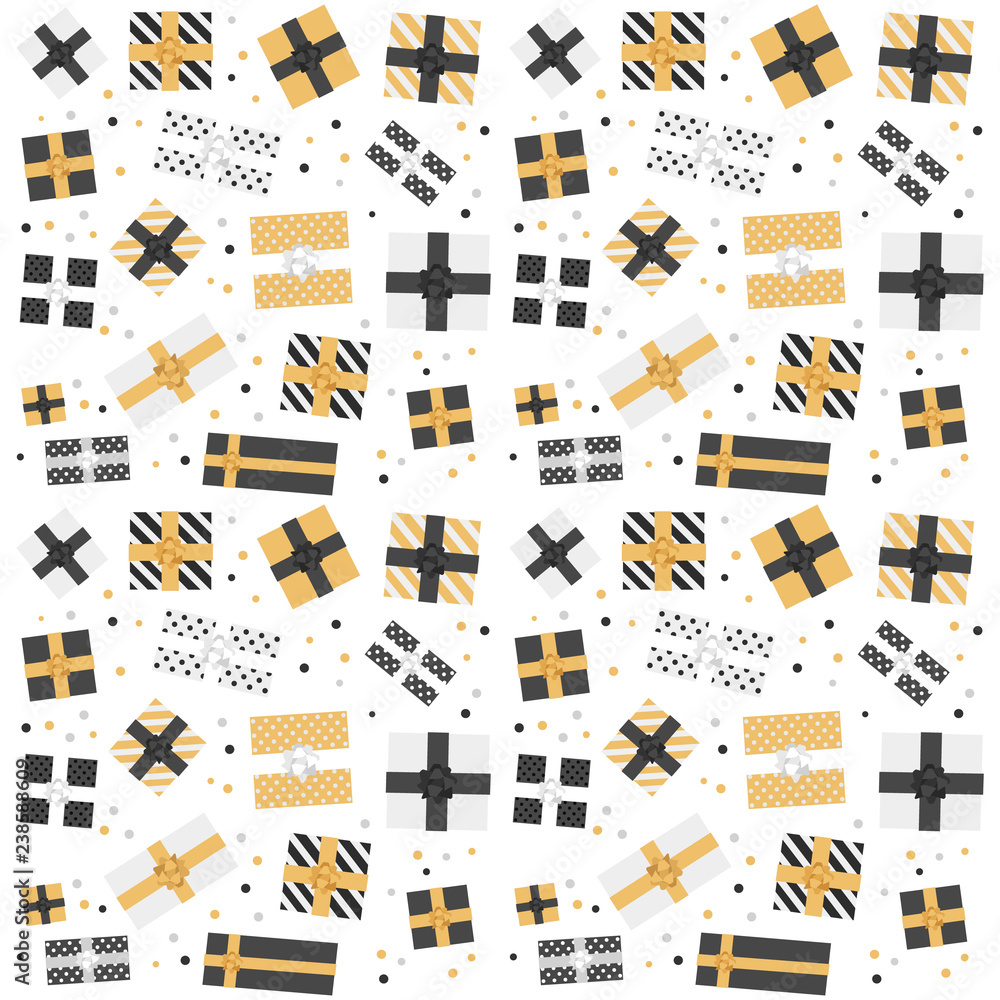 Seamless background with modern color gift boxes. Top view on present ...