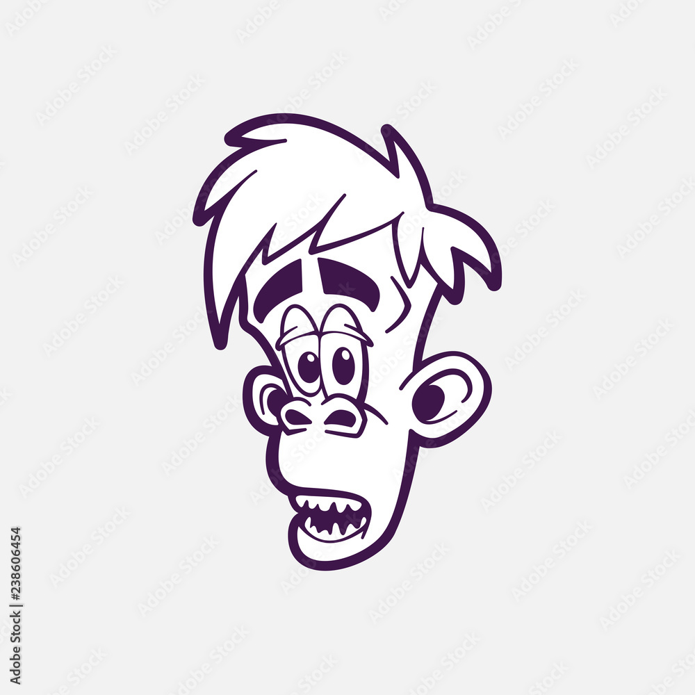 Sad monkey sticker. Isolated vector illustration. Stock Vector | Adobe ...