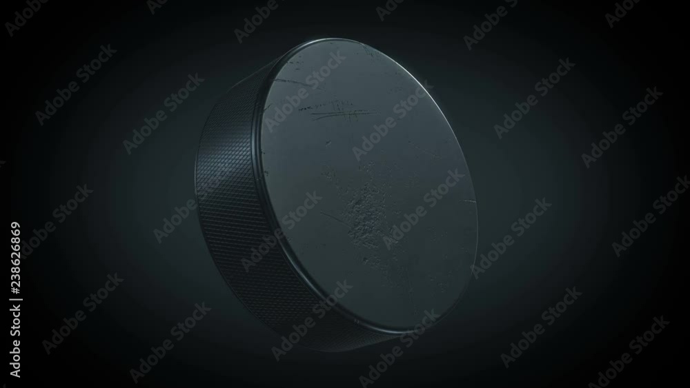 Beautiful Hockey Puck Turning on Black Background in Looped 3d ...
