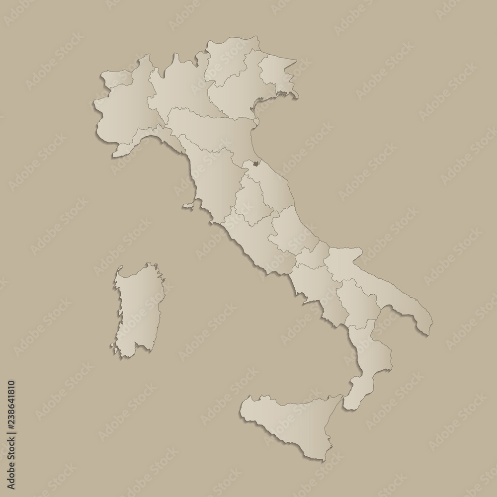Italy map with individual states separated, infographics raster Stock ...