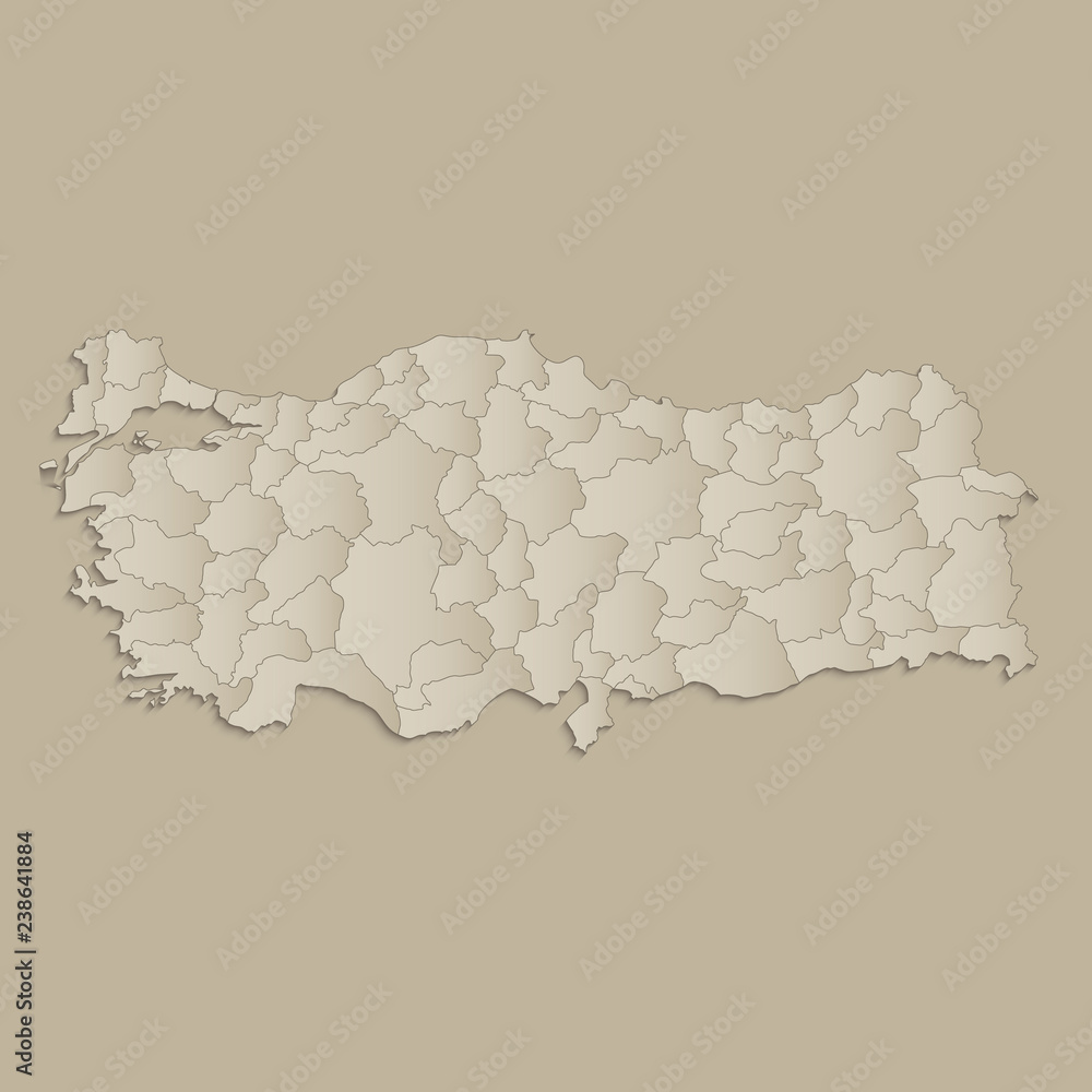 Turkey map with individual states separated, infographics with icons ...