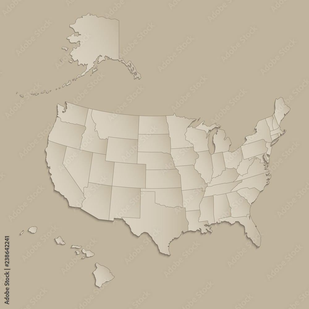 USA with Alaska and Hawaii map with individual states separated ...