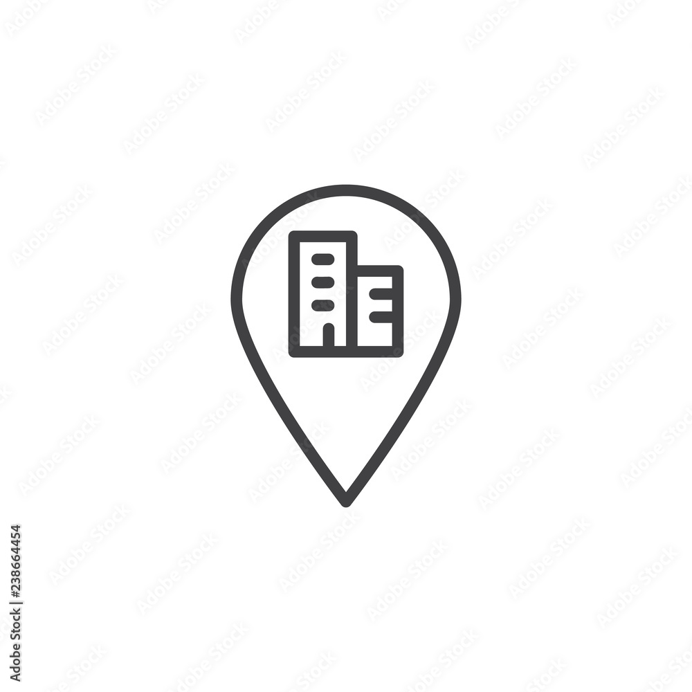 Office map pin outline icon. linear style sign for mobile concept and ...
