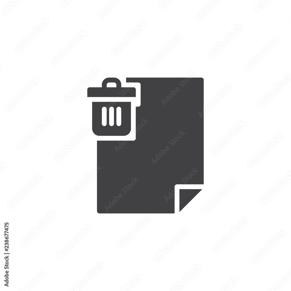 Delete file document vector icon. filled flat sign for mobile concept ...
