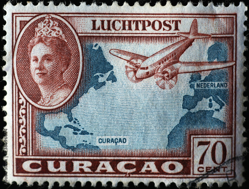 Vintage ir mail postage stamp of Curacao Stock Photo | Adobe Stock