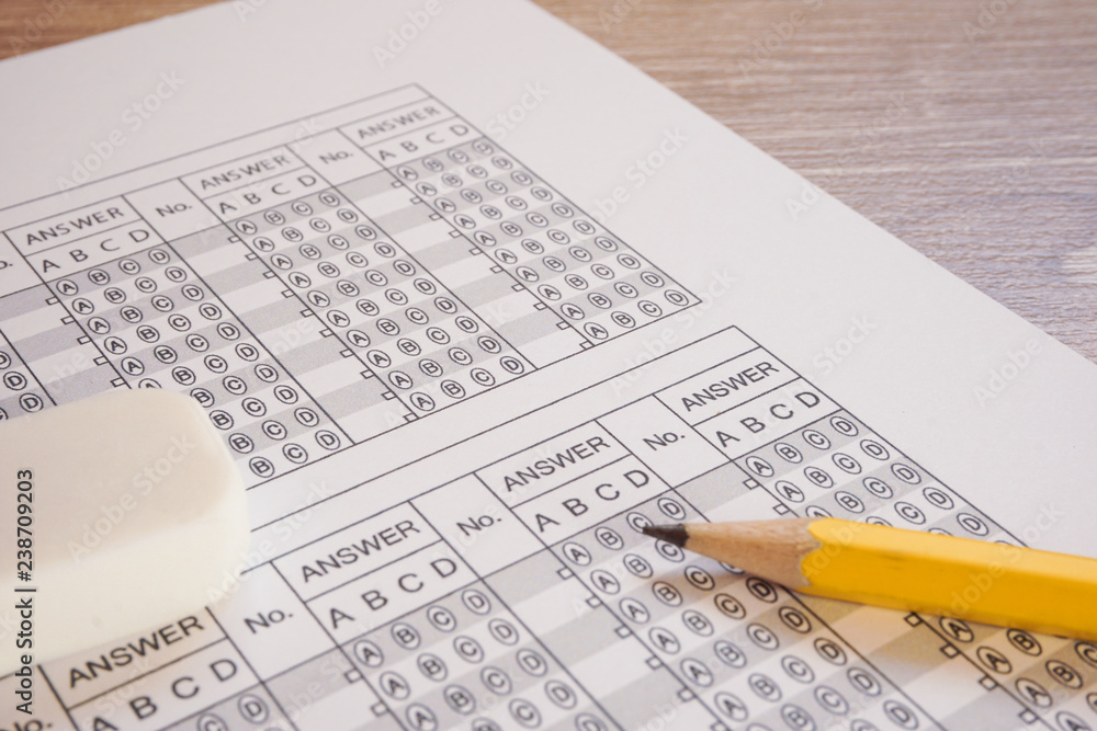 Answer sheet. mark sheet. 解答用紙 マークシート Stock Photo | Adobe Stock