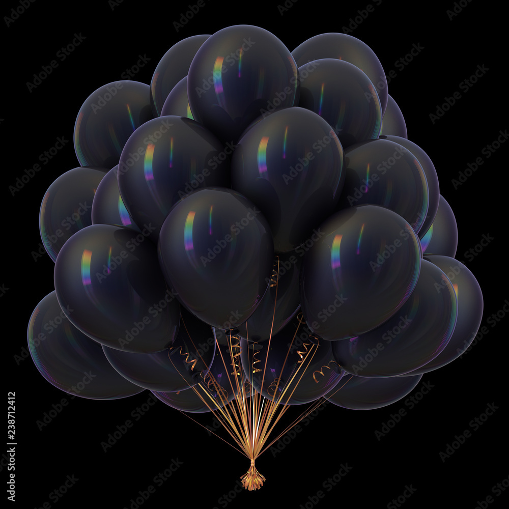 black party balloons bunch. birthday decoration dark beautiful ...