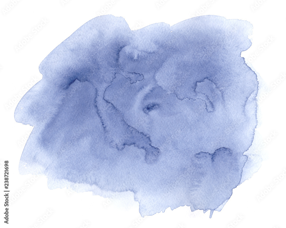 Blue watercolor abstract hand paint texture with stains and spots on ...