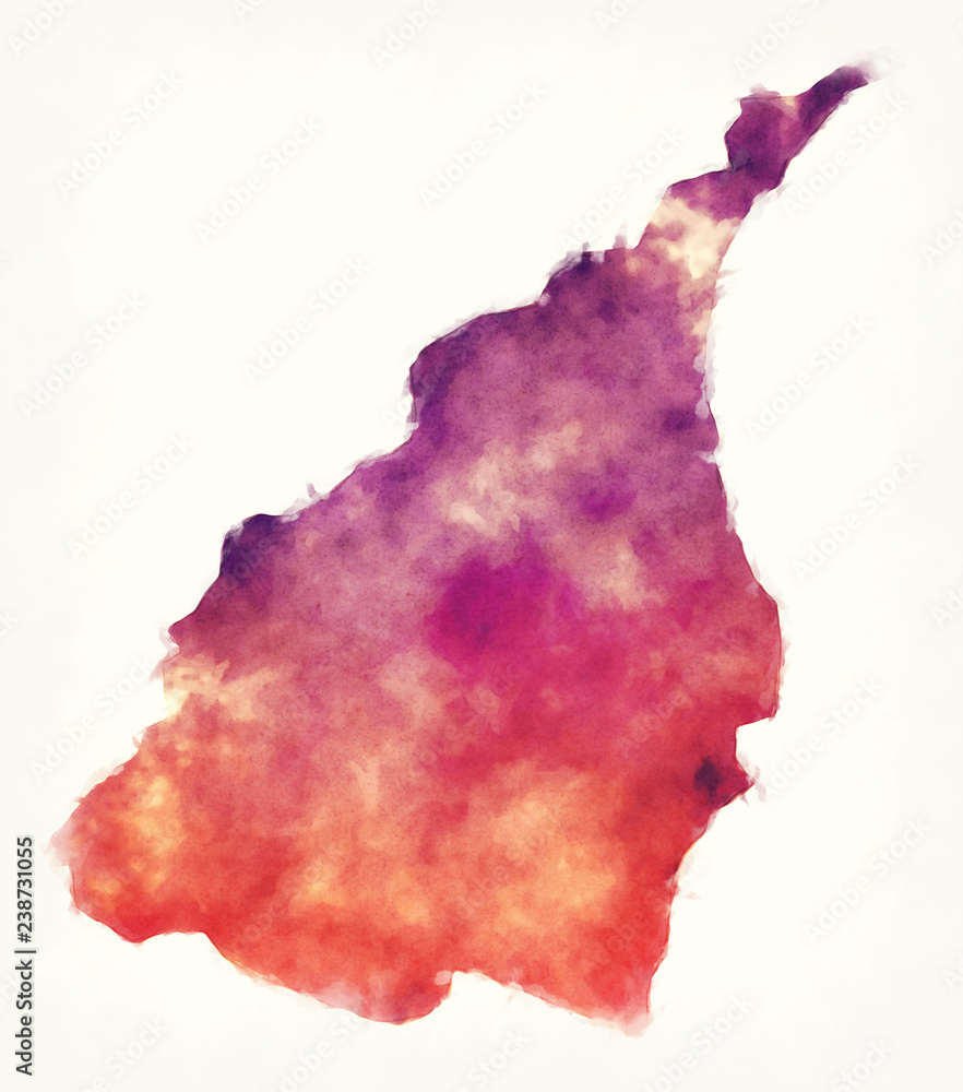 Yilan County watercolor map of Taiwan in front of a white background ...