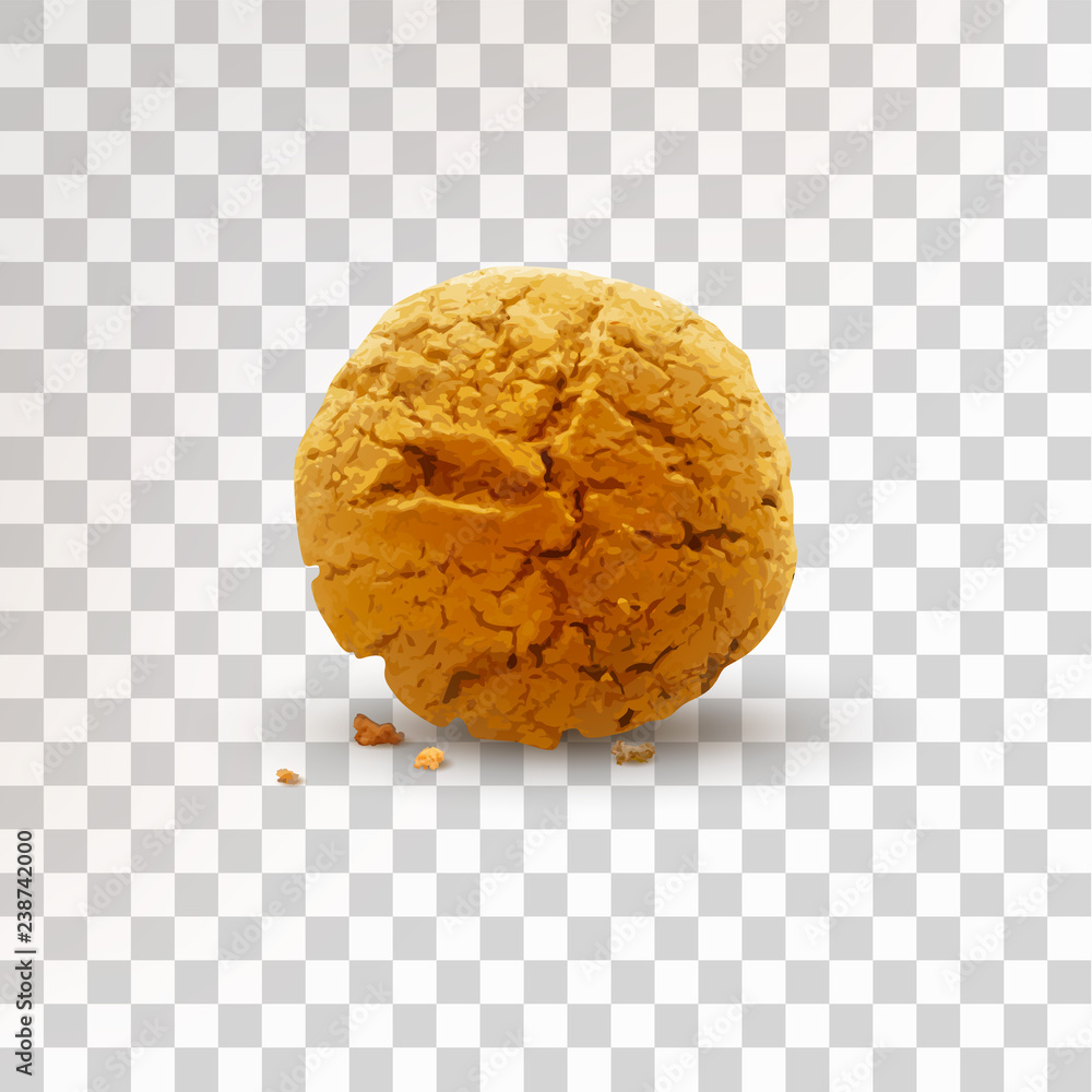 Round brown cookie with crumbs isolated on transparent background ...