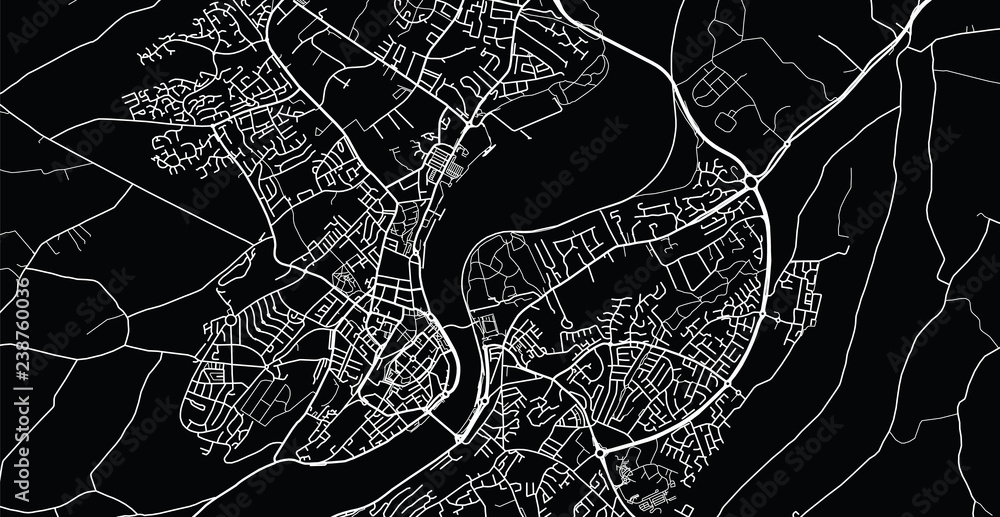 Photo & Art Print Urban vector city map of Derry, Ireland, ink drop