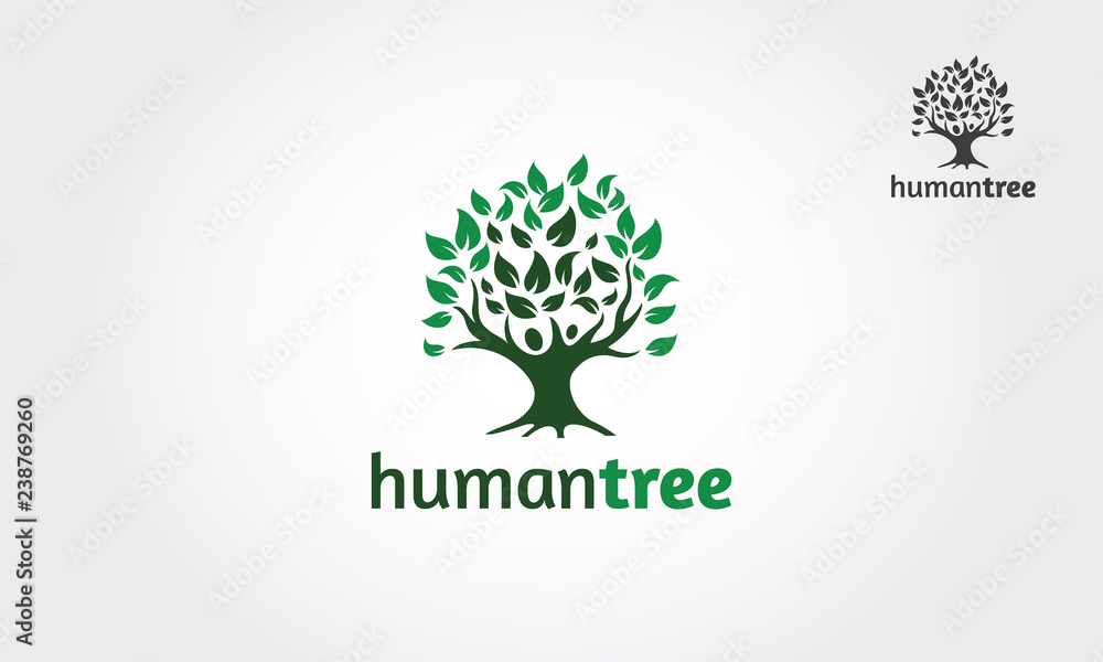 Human Tree Vector Logo Template. Human tree isolated on white ...