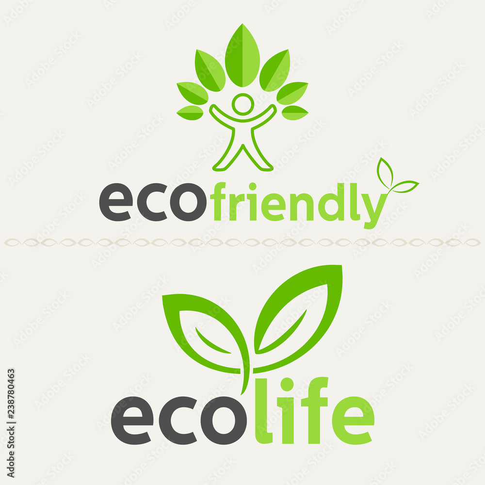 Vector set of abstract green logo design templates. All elements are on ...